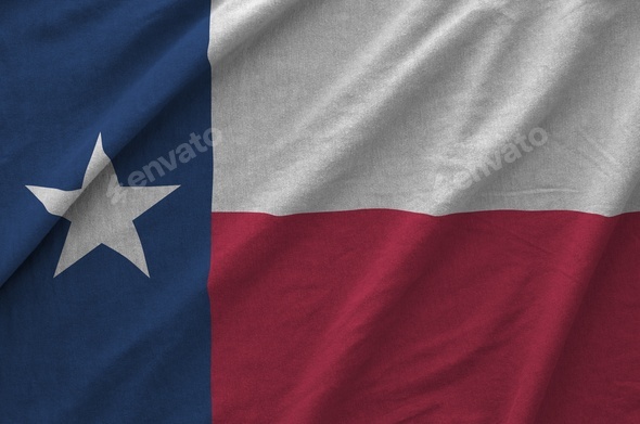 Texas US state flag depicted on folded wavy fabric of old cloth Stock ...