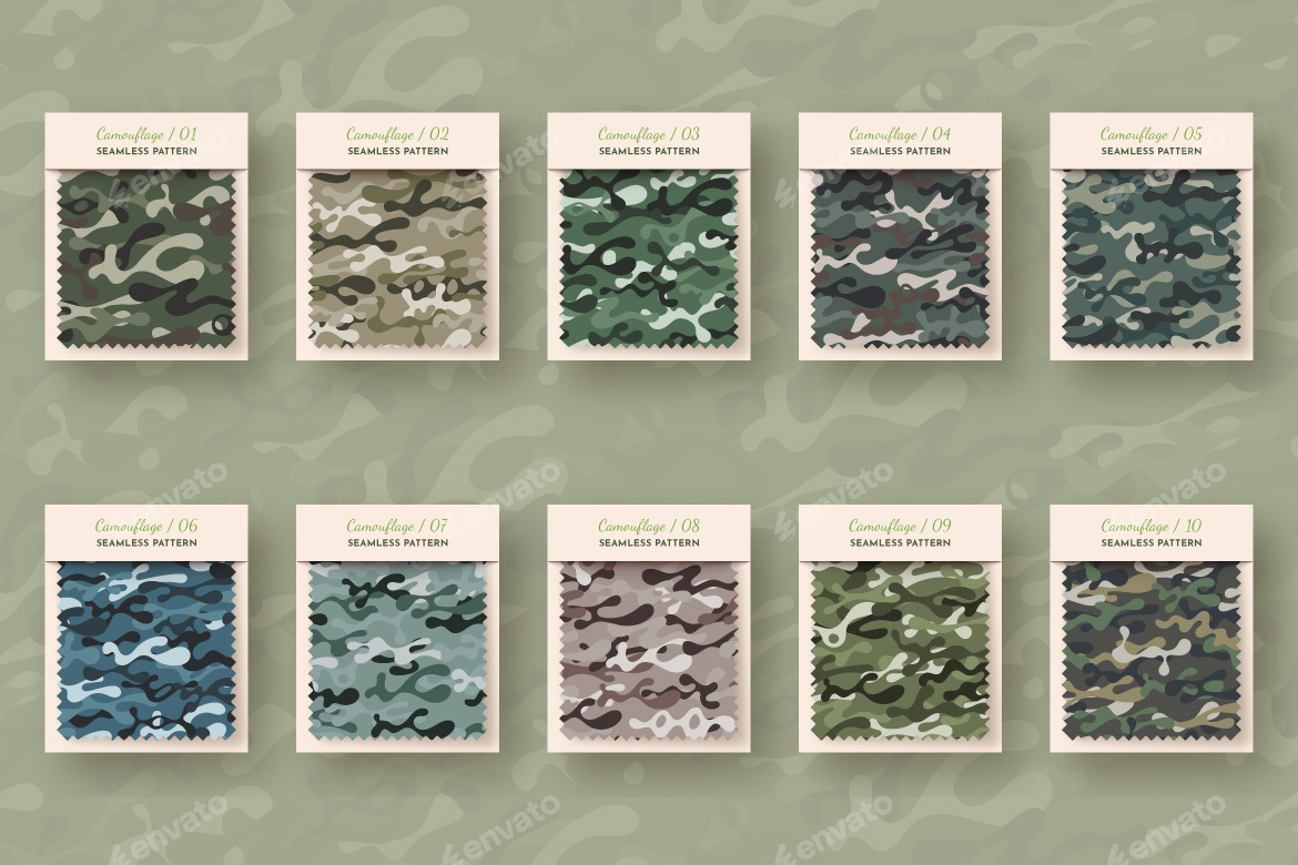 10 Seamless Camouflage Patterns, Graphics | GraphicRiver