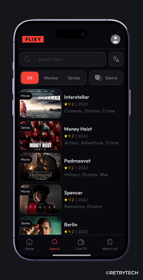 Flixy : Movie App : Series,Live TV, Video Streaming App, Netflix Clone ...