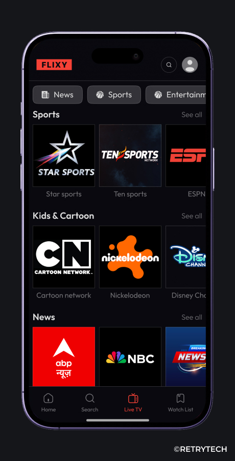 Flixy : Movie App : Series,Live TV, Video Streaming App, Netflix Clone ...