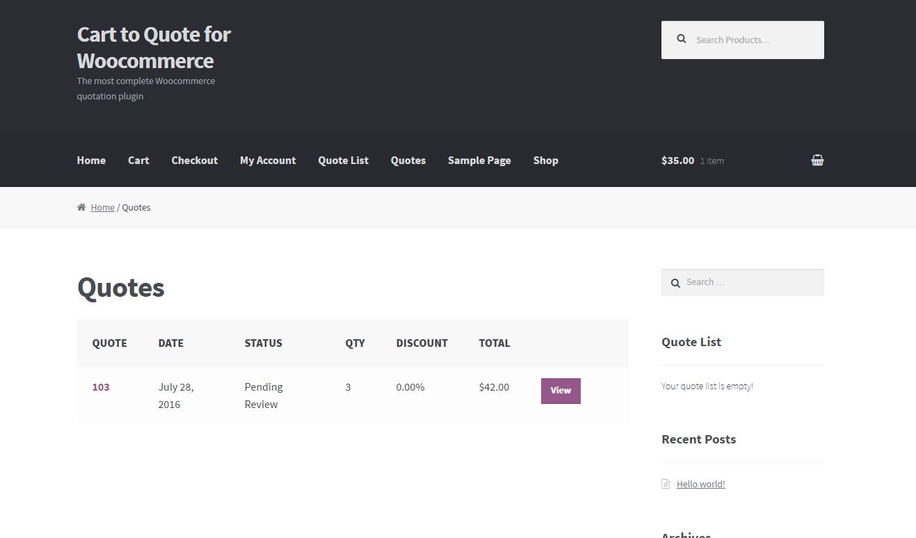 Cart to Quote for Woocommerce by nitroweb | CodeCanyon