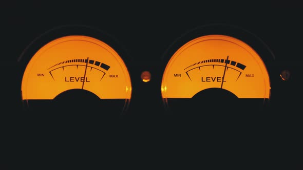 Analog Vintage Dial Indicator of Sound Signal Level. VU Meters. Classic ...