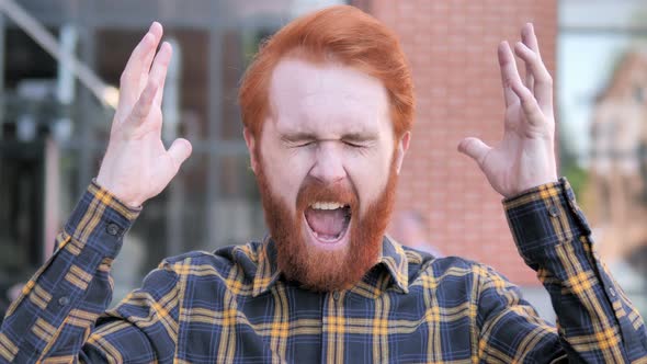 Angry Redhead Beard Young Man Screaming Outdoor, Stock Footage | VideoHive