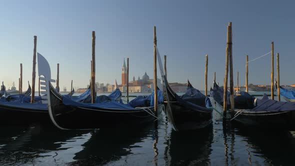 Venice Water Scene with Gondolas Mooring, Italy, Stock Footage | VideoHive