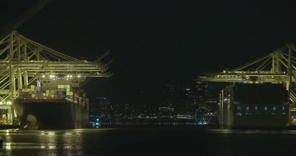 Seattle Harbor Island Shipping Terminal Cargo Ship Freighters, Stock ...