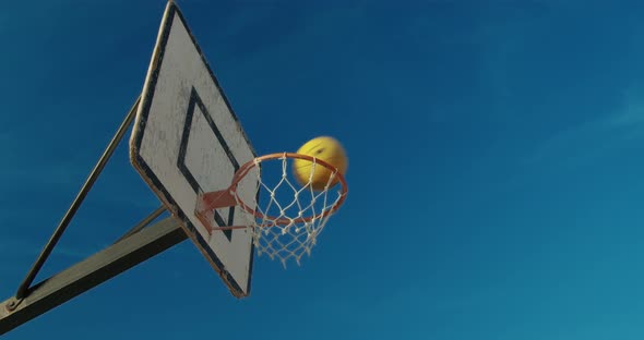 Basketball Ball Hits the Hoop. Closeup., Stock Footage | VideoHive