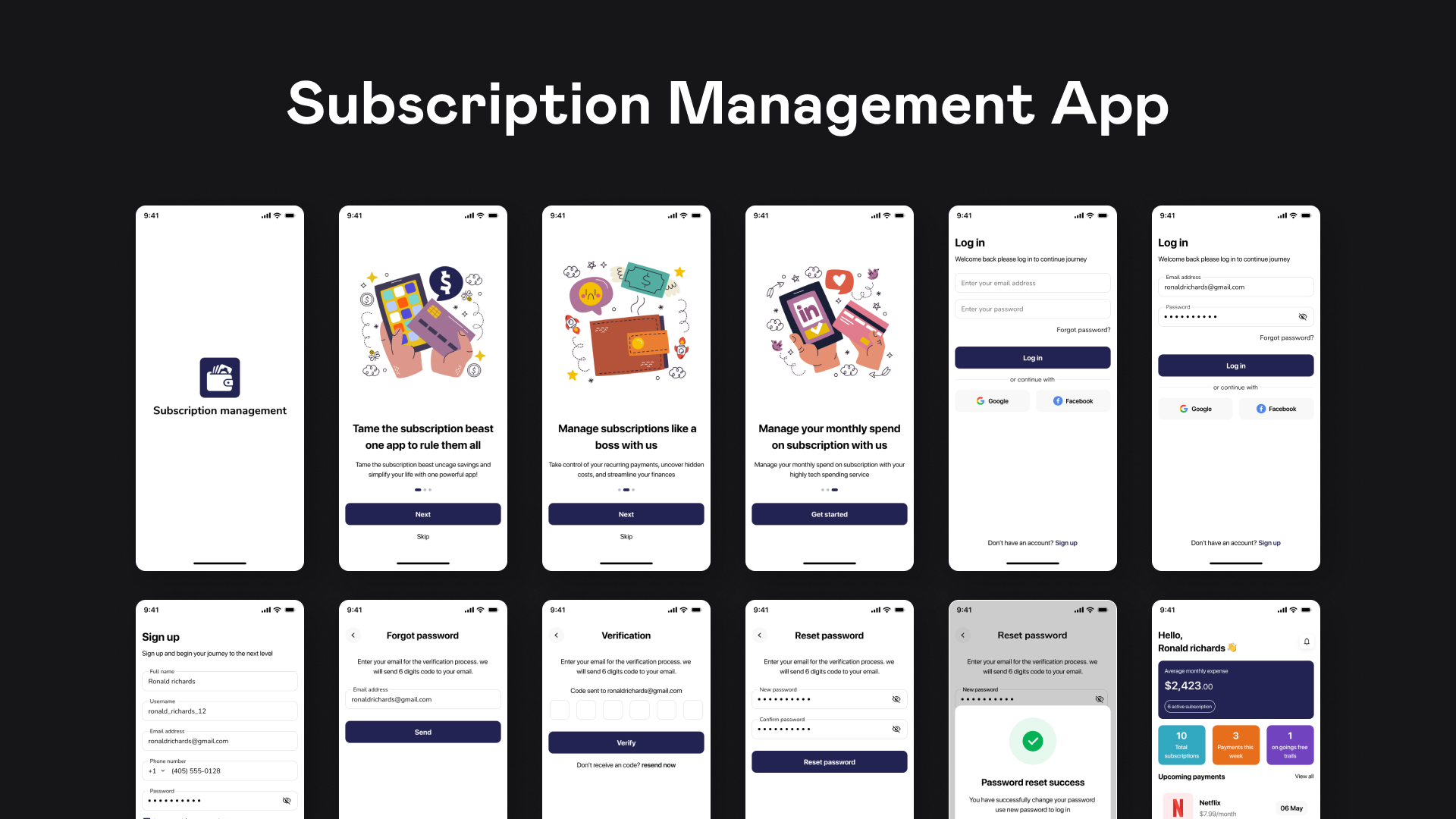 SubscriptMate UI template | Subscription Management App in flutter | RenewMaster App Template by ...