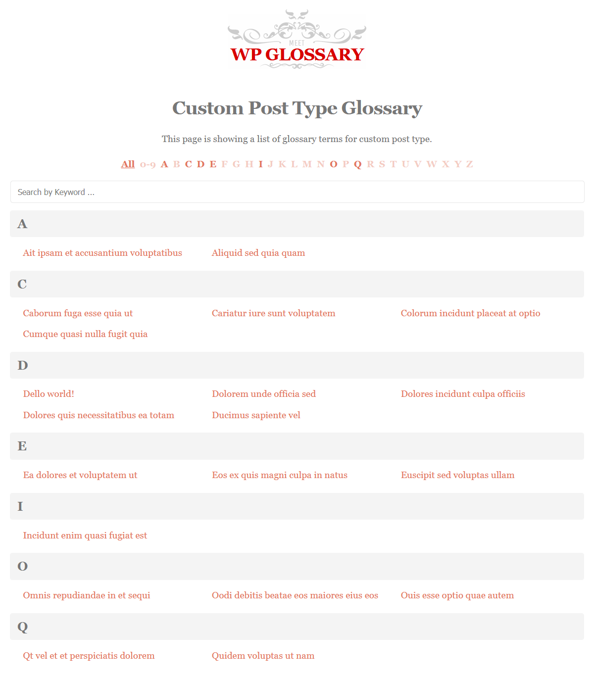 WP Glossary - Encyclopedia / Lexicon / Knowledge Base / Wiki / Dictionary by wpinstinct
