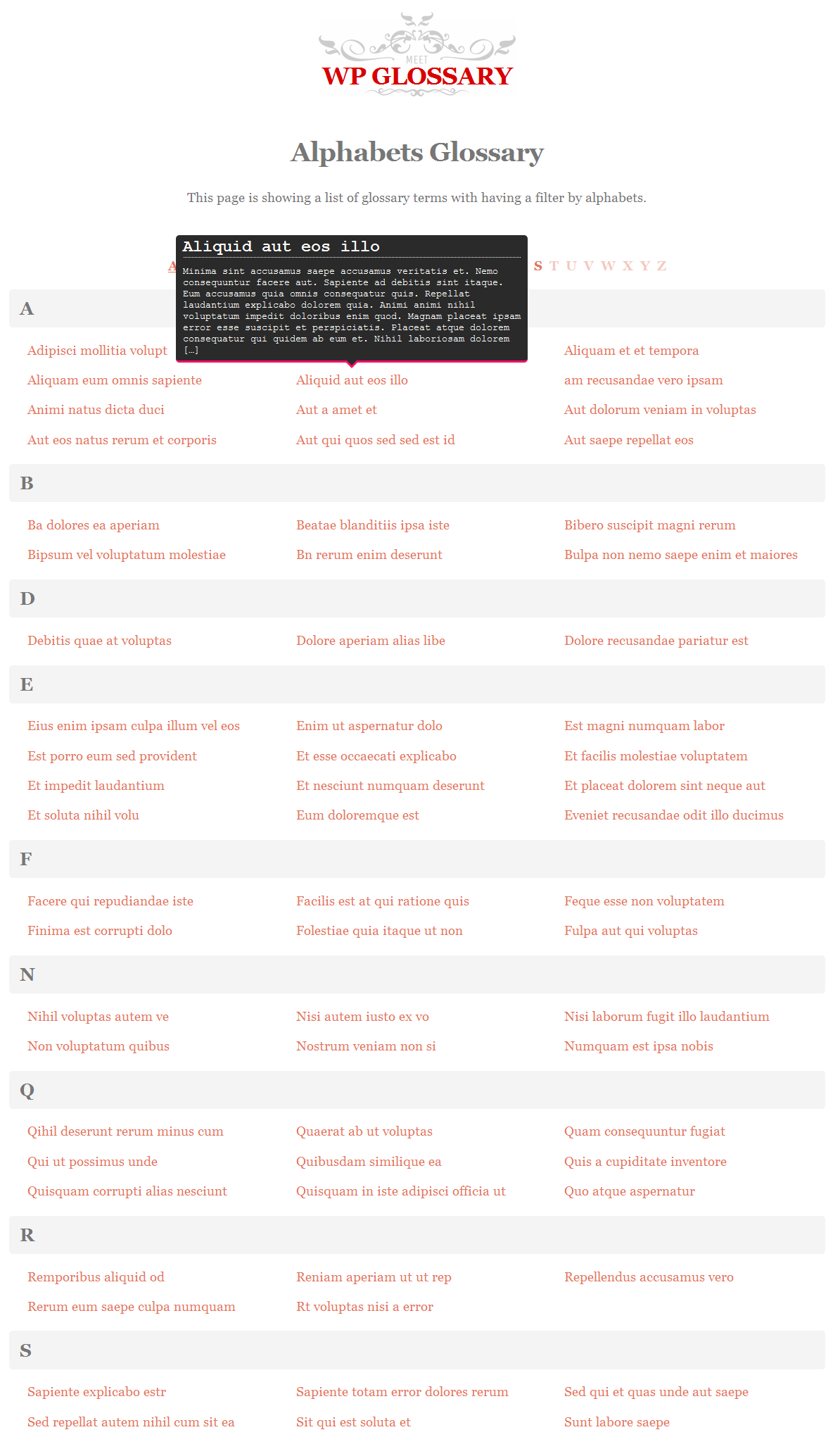 WP Glossary - Encyclopedia / Lexicon / Knowledge Base / Wiki / Dictionary by wpinstinct