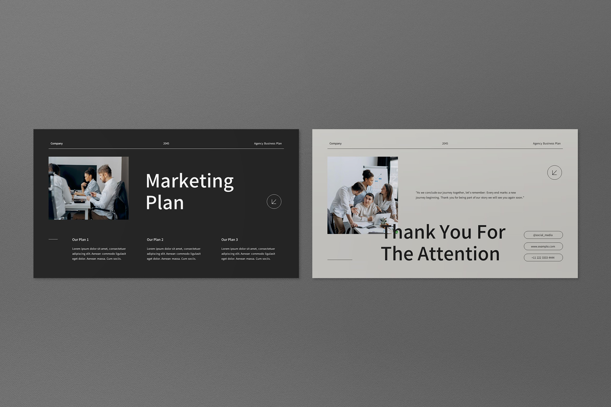 Monochrome Simple Agency Business Plan Presentation, Presentation Templates