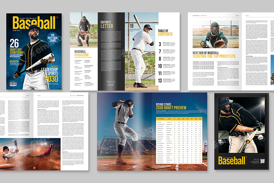Baseball Magazine Template, Print Templates | GraphicRiver