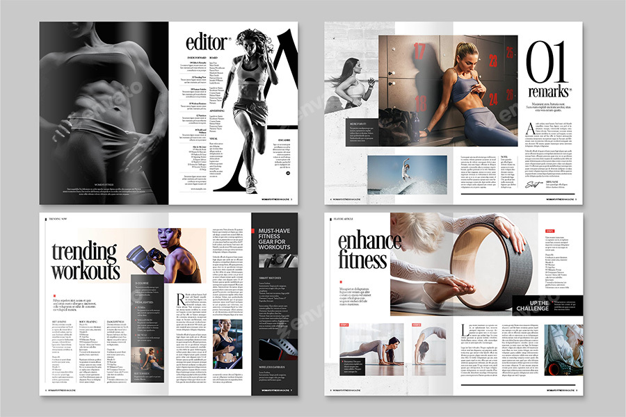 Women's Fitness Magazine Template, Print Templates | GraphicRiver