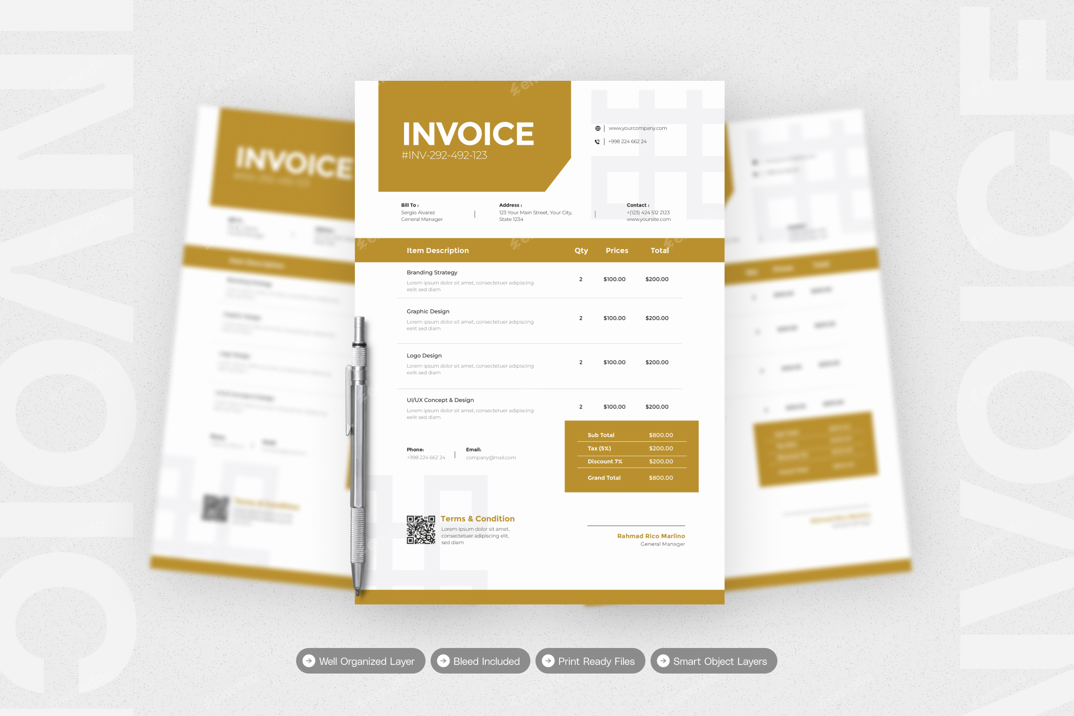 Gold Money - Invoice, Print Templates | GraphicRiver