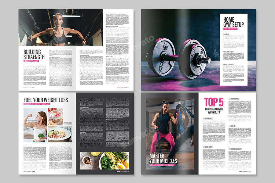 Fitness Magazine Template, Print Templates | GraphicRiver