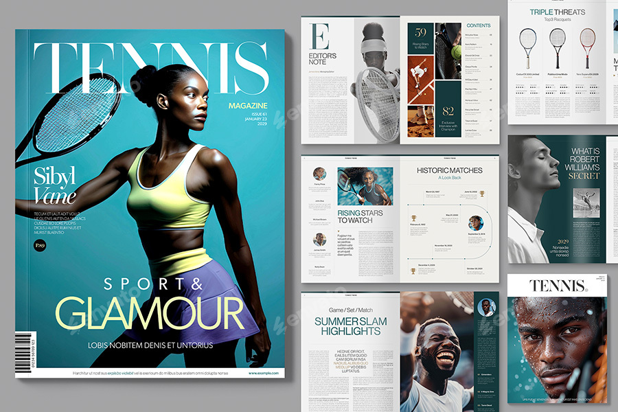 Tennis Magazine Template, Print Templates | GraphicRiver