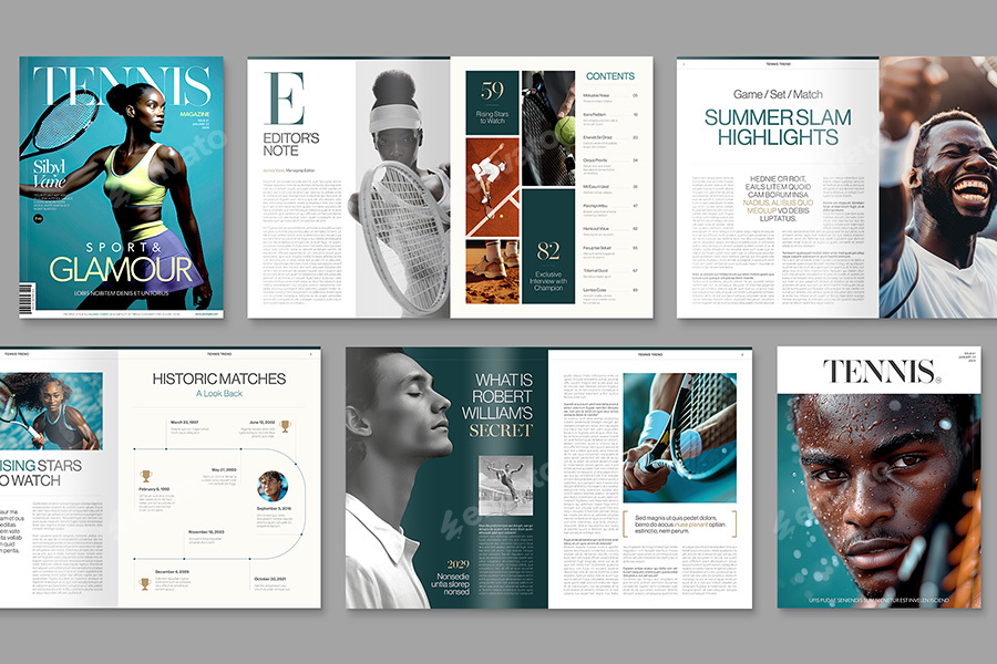 Tennis Magazine Template, Print Templates | GraphicRiver