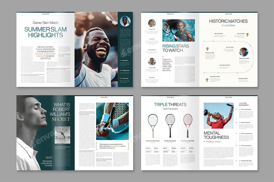 Tennis Magazine Template, Print Templates | GraphicRiver
