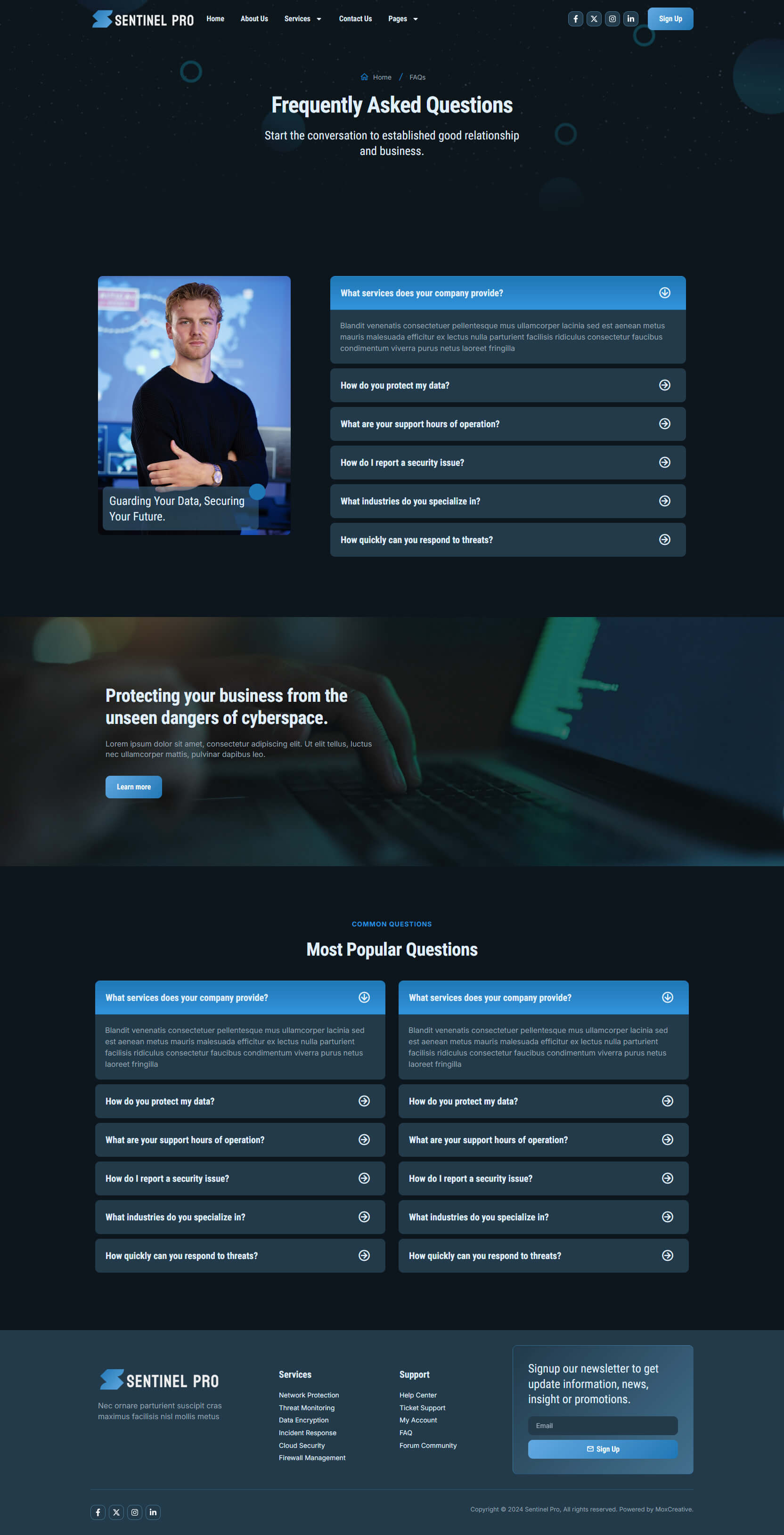 Sentinel - Cyber Security Services Elementor Pro Template Kit by moxcreative