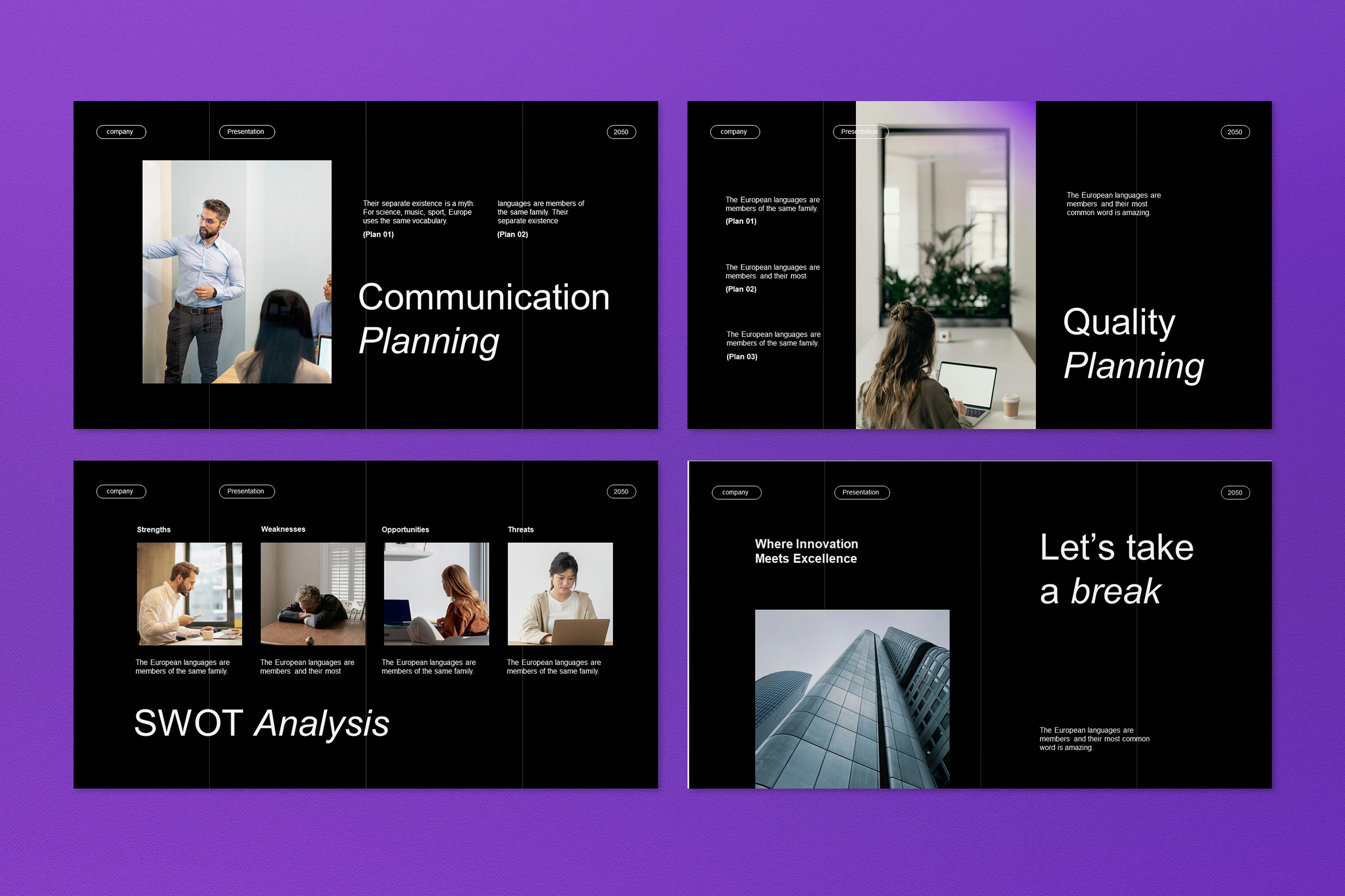Black Gradient Project Management Presentation, Presentation Templates