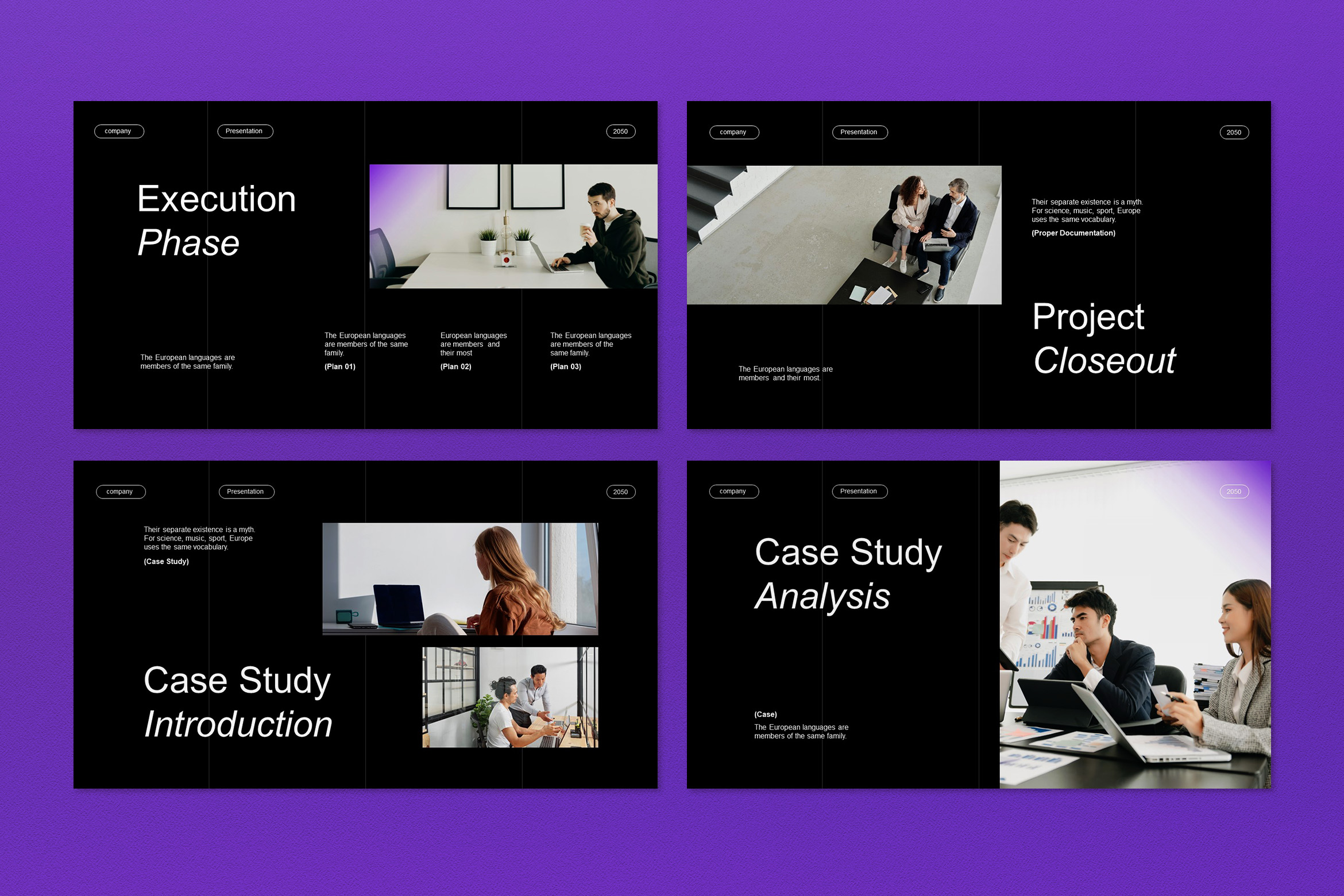Black Gradient Project Management Presentation, Presentation Templates