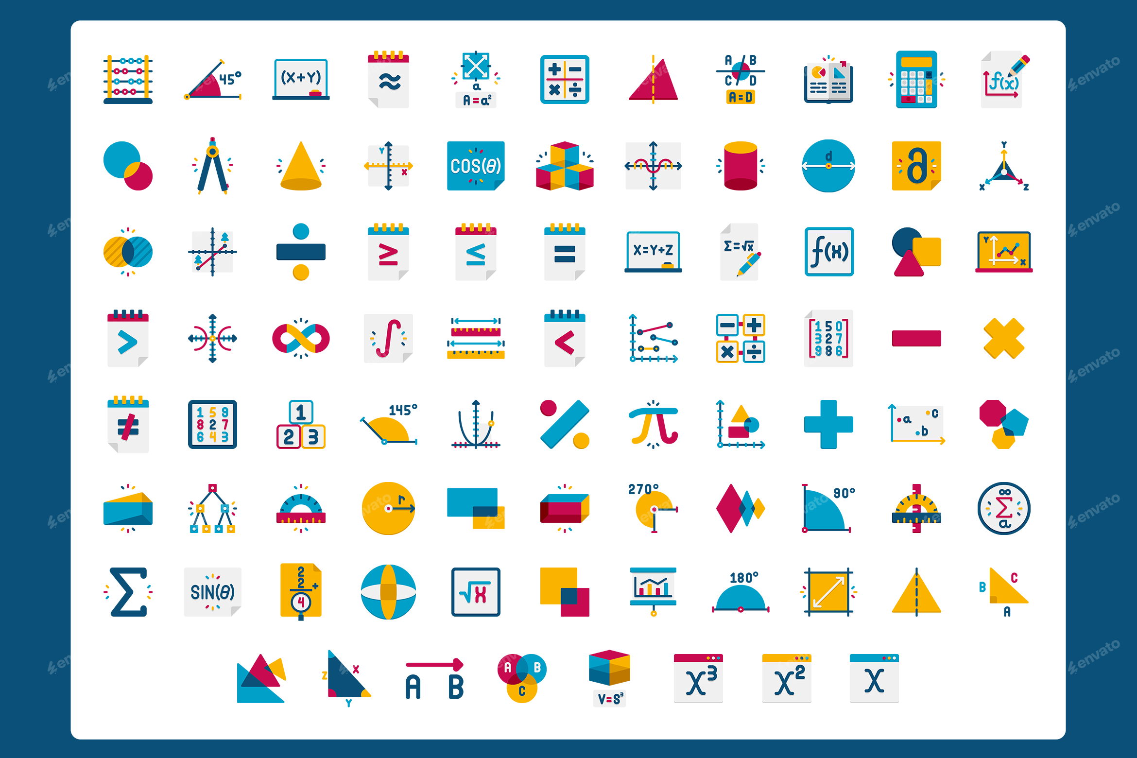 85 Mathematics Icons | Dualine Series, Icons | GraphicRiver