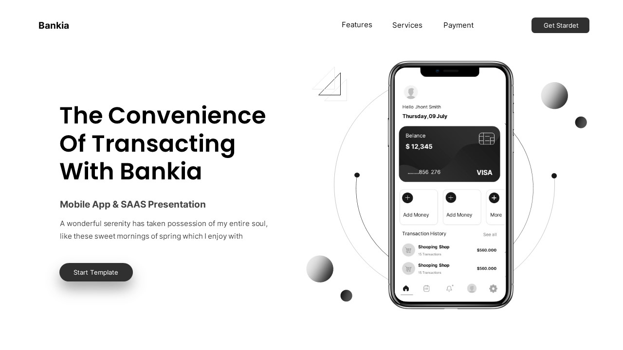 Bankia - Mobile App & SAAS Powerpoint Template, Presentation Templates