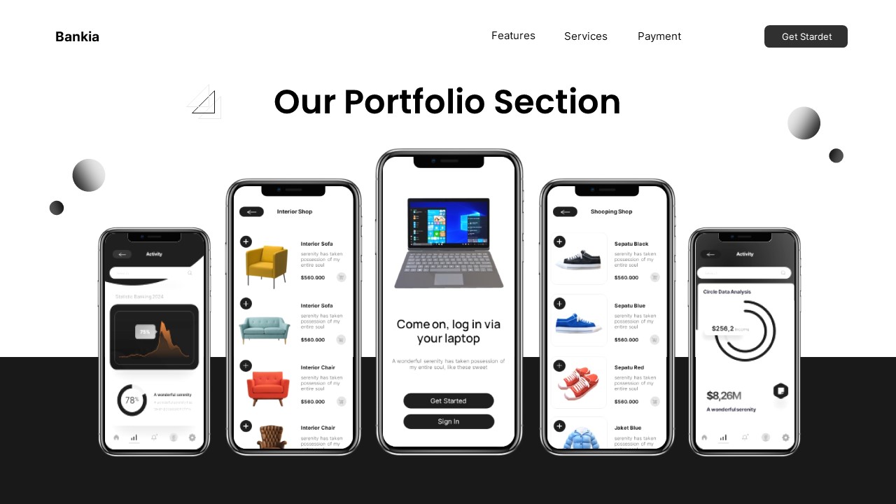Bankia - Mobile App & SAAS Powerpoint Template, Presentation Templates
