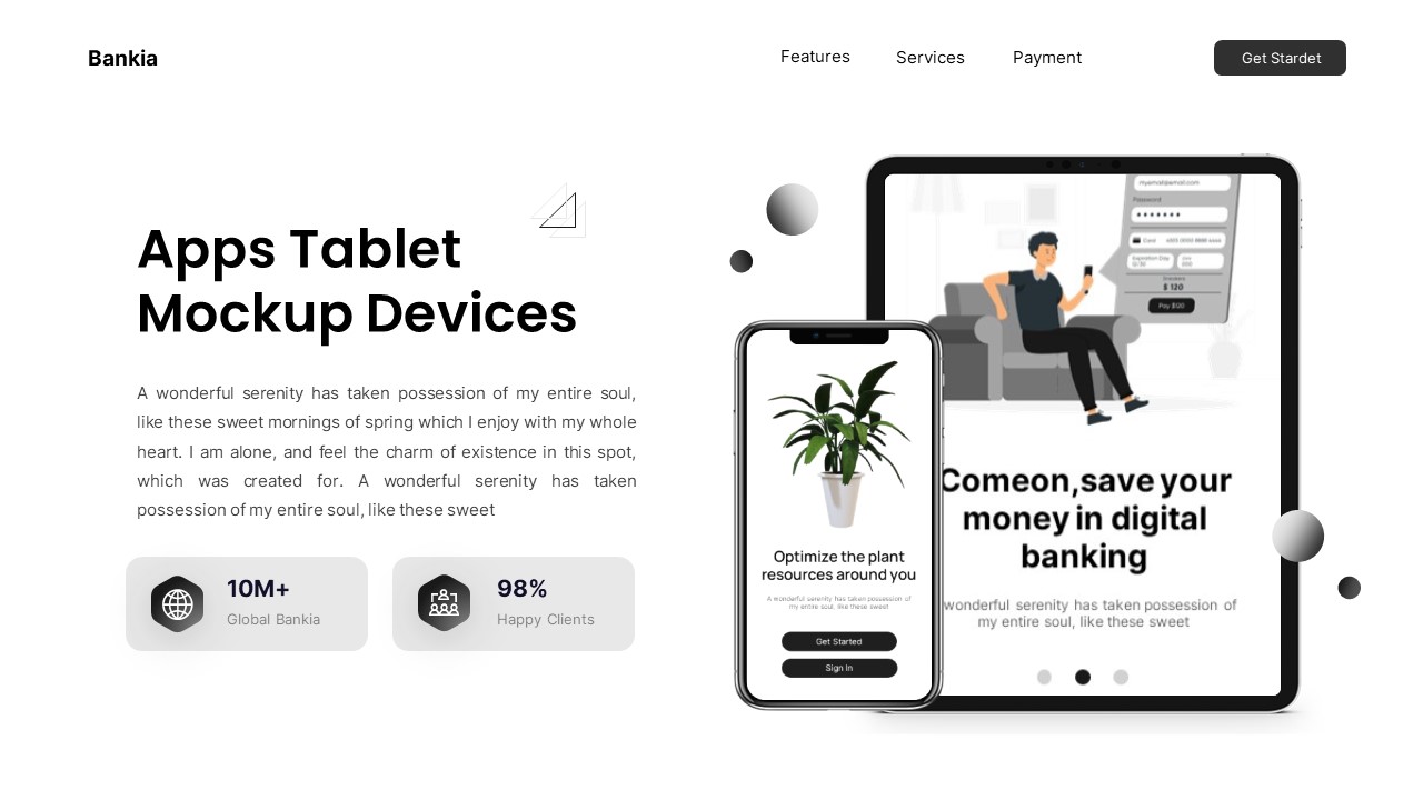 Bankia - Mobile App & SAAS Powerpoint Template, Presentation Templates