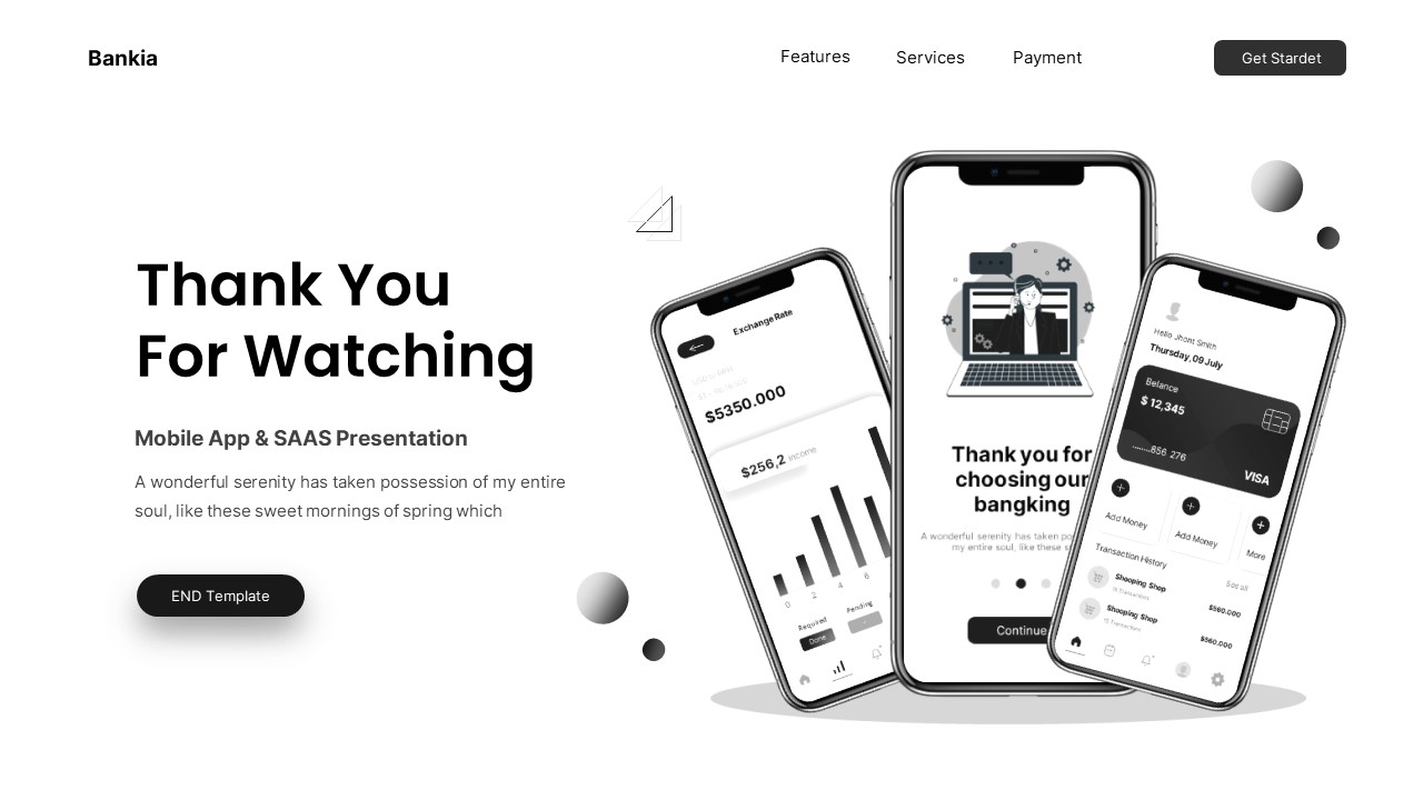 Bankia - Mobile App & SAAS Powerpoint Template, Presentation Templates