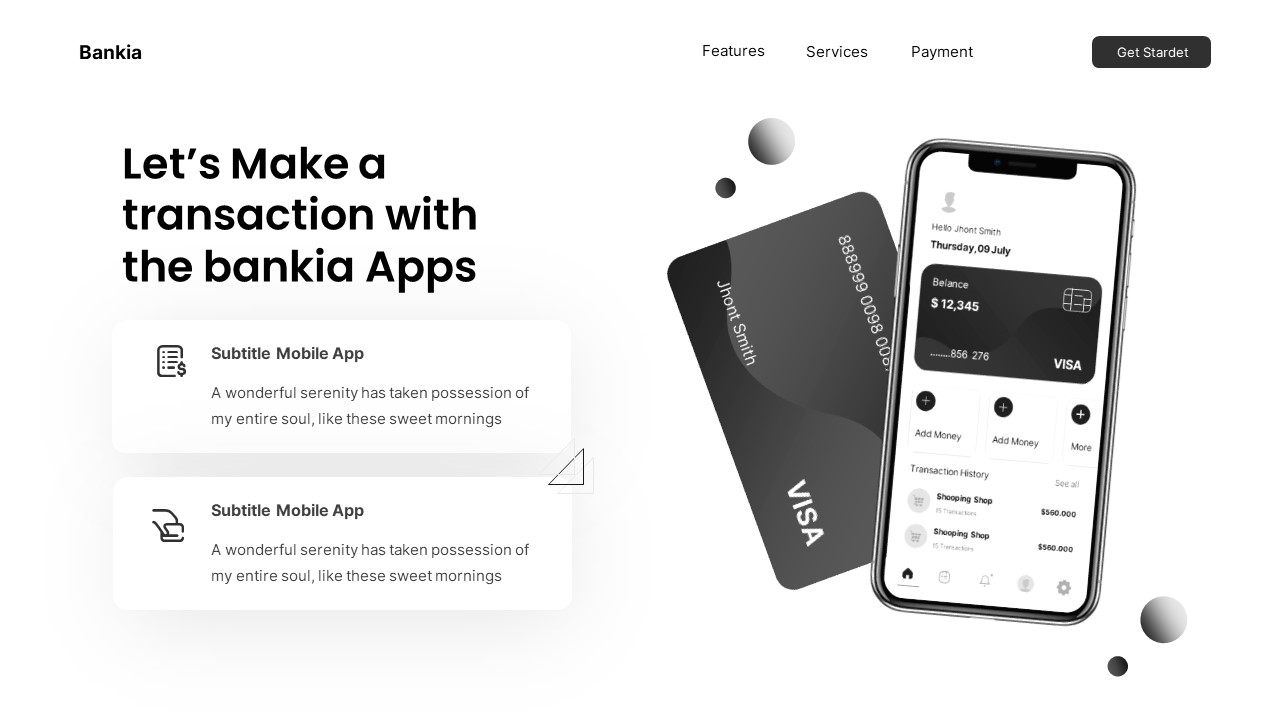 Bankia - Mobile App & SAAS Powerpoint Template, Presentation Templates