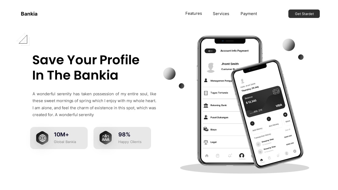 Bankia - Mobile App & SAAS Powerpoint Template, Presentation Templates