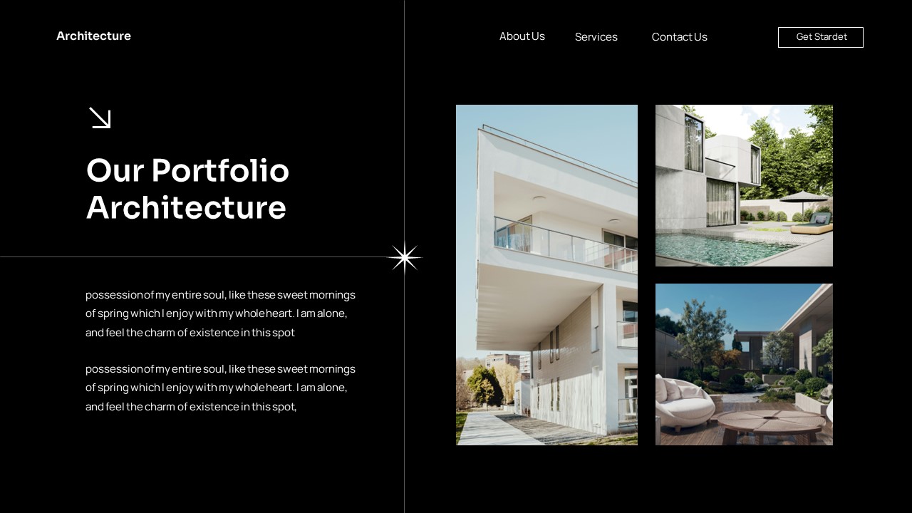 Black Modern Architecture Powerpoint Template, Presentation Templates