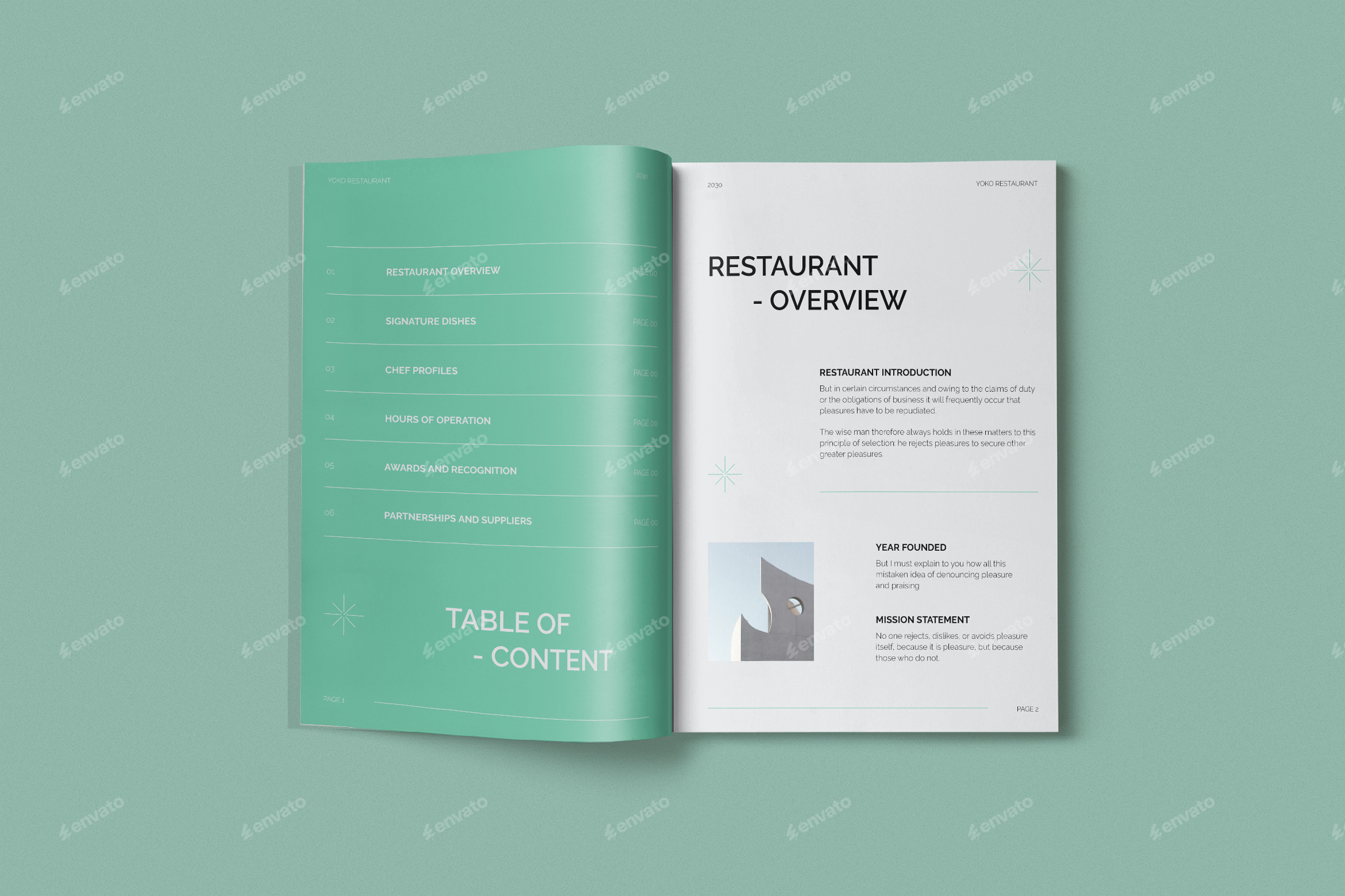 Minimalist Style Restaurant Company Profile, Print Templates | GraphicRiver