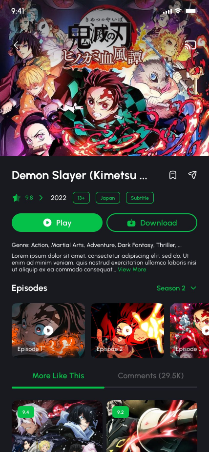 Animax Pro - Anime Streaming React Native CLI App Ui Kit by lalastudio12