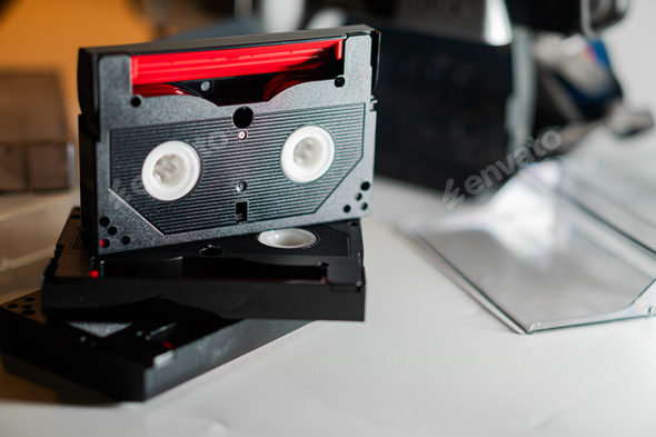 Vintage VHS Tapes on Table Stock Photo by Wdnld | PhotoDune
