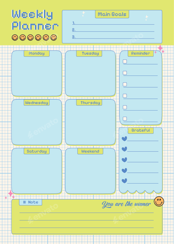 Creative Colorful Daily & Weekly Planner, Print Templates | GraphicRiver