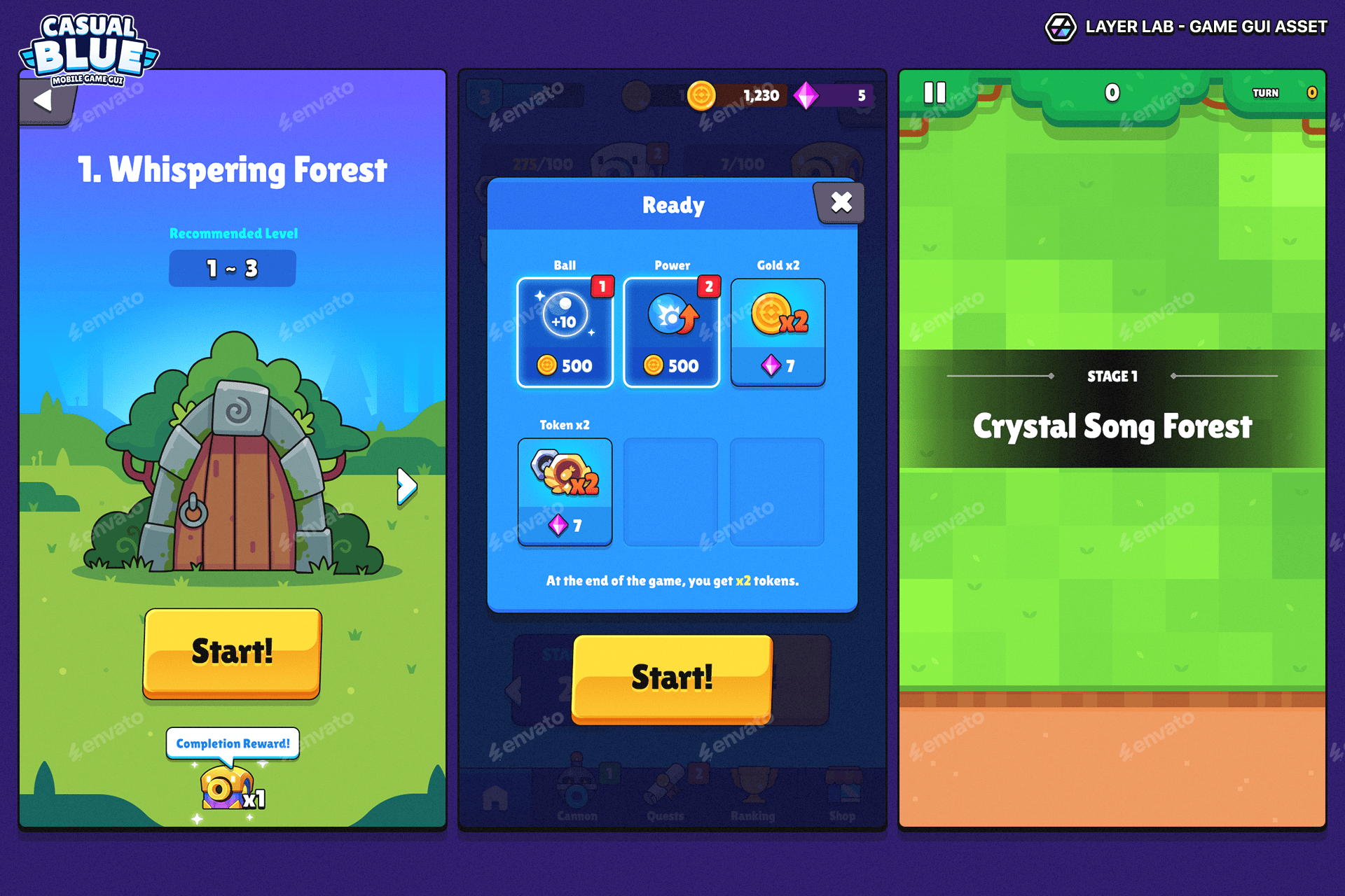 GUI - Casual Blue, Game Assets | GraphicRiver