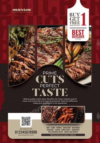 Butcher Flyer and Social Media, Print Templates | GraphicRiver