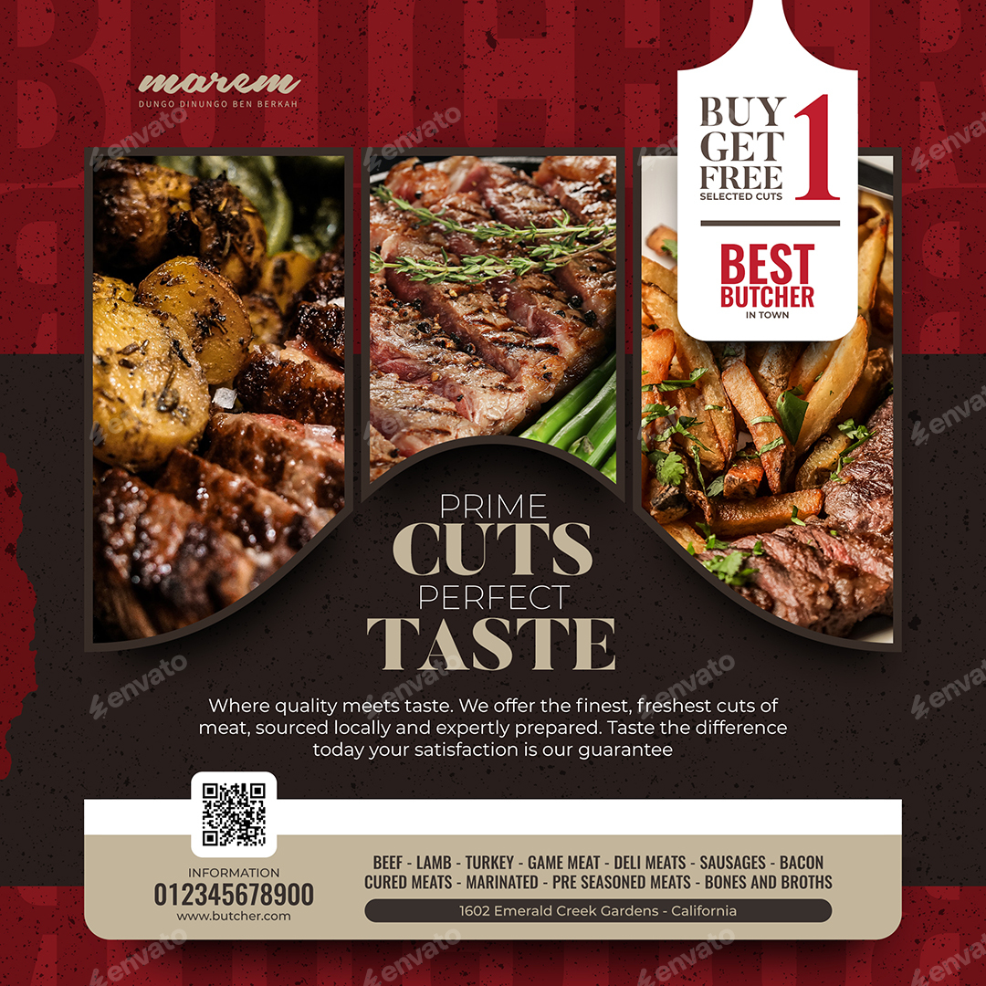 Butcher Flyer and Social Media, Print Templates | GraphicRiver