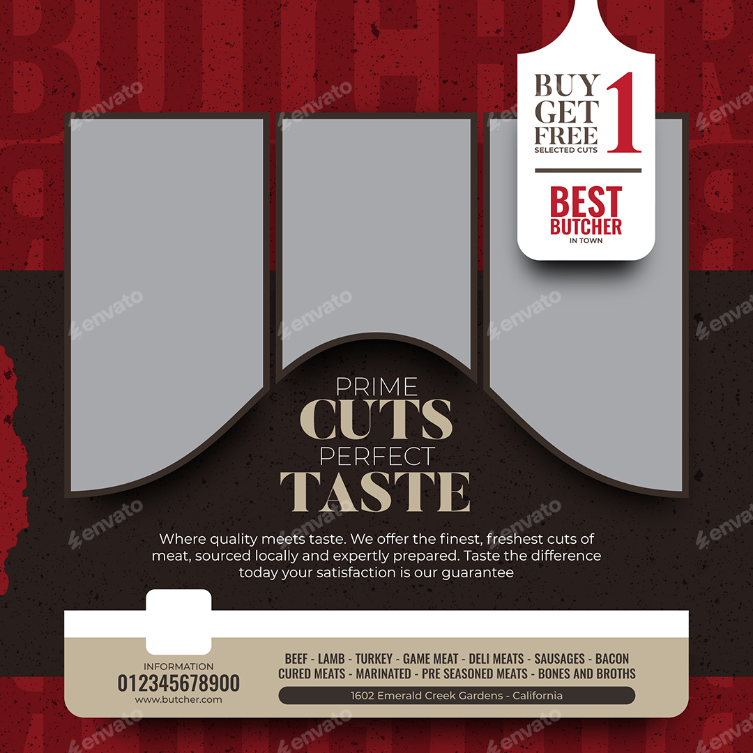 Butcher Flyer and Social Media, Print Templates | GraphicRiver