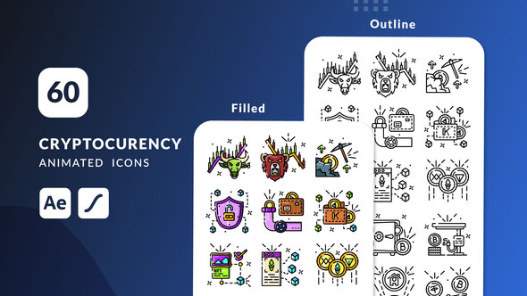 Cryptocurency Animated Icons | After Effects, After Effects Project Files