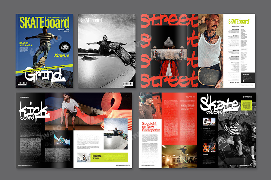 Skateboarding Magazine Template, Print Templates | GraphicRiver