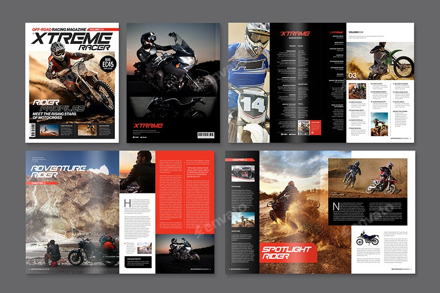 Extreme Sports Motocross Magazine Template, Print Templates | GraphicRiver