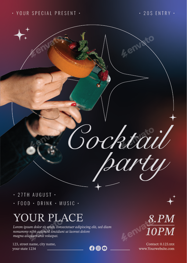 Cocktail Party Flyer, Print Templates | GraphicRiver