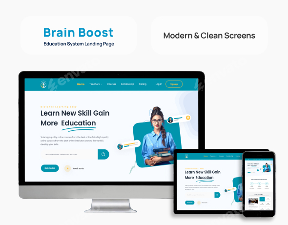 Education System Landing Page UI Kit, Web Elements | GraphicRiver