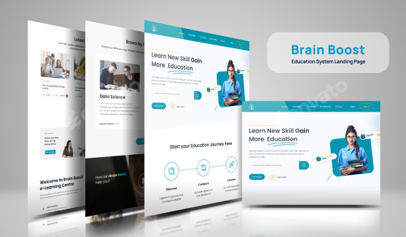 Education System Landing Page UI Kit, Web Elements | GraphicRiver