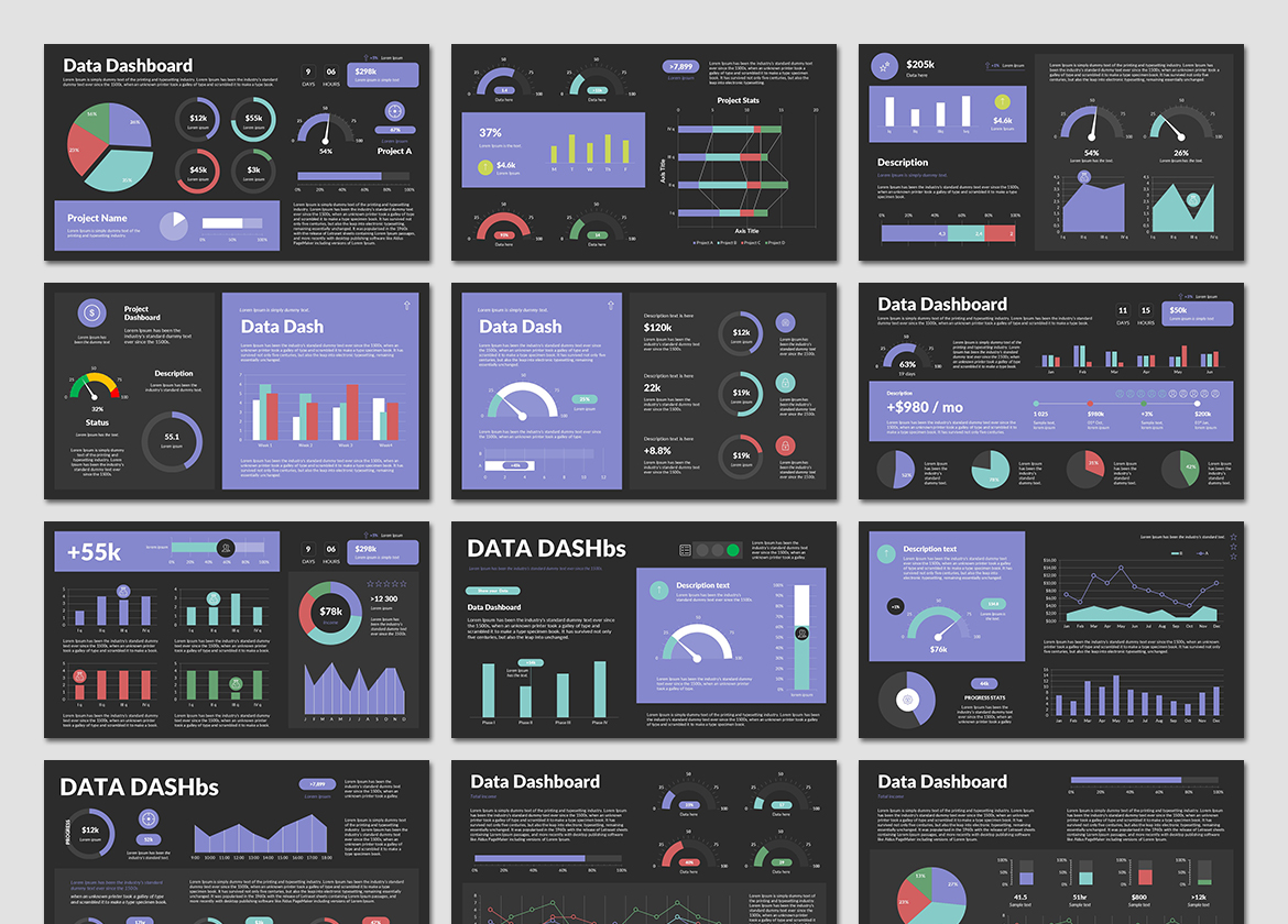 Data Dashboards 24 PowerPoint Presentation Template, Presentation Templates