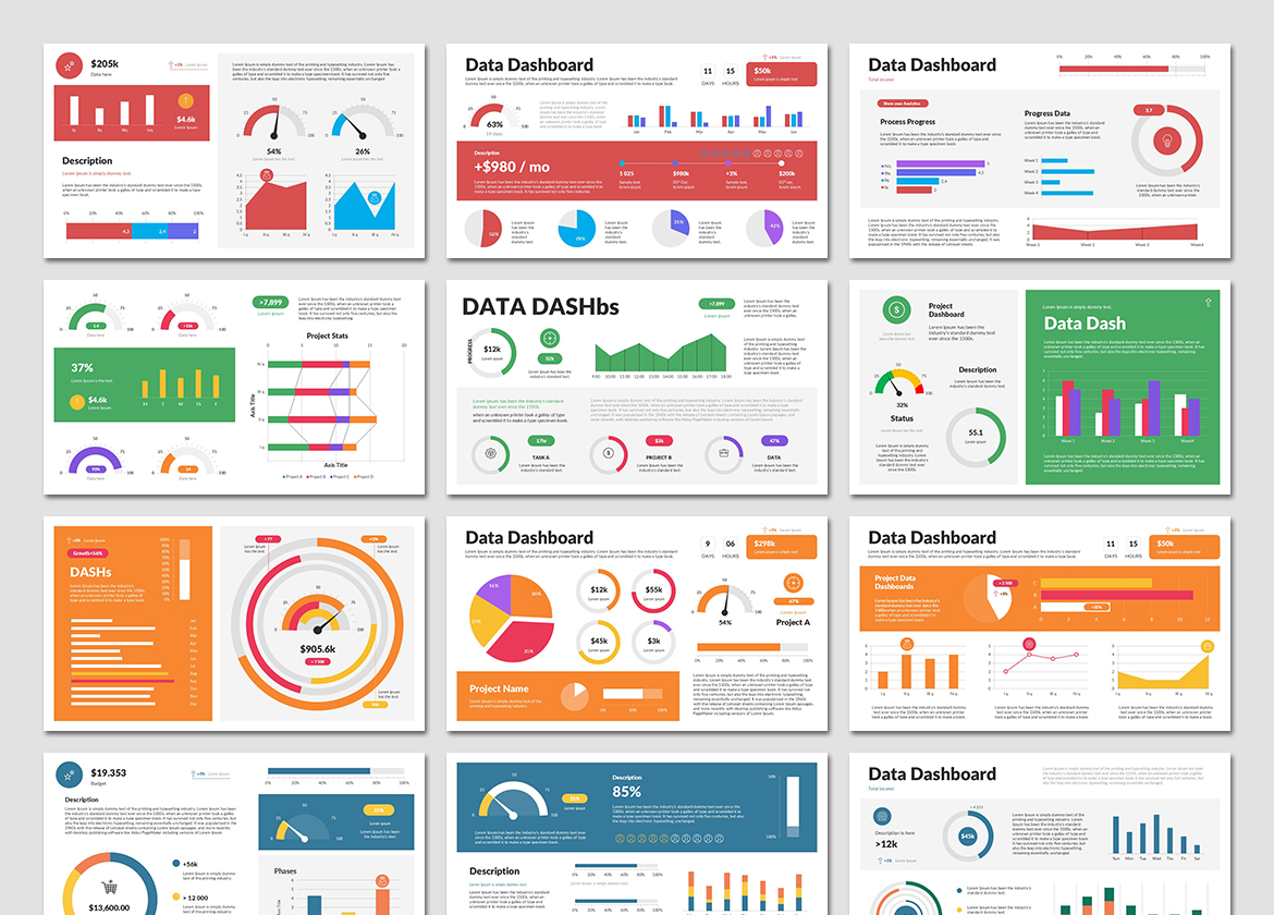 Data Dashboards 24 PowerPoint Presentation Template, Presentation Templates