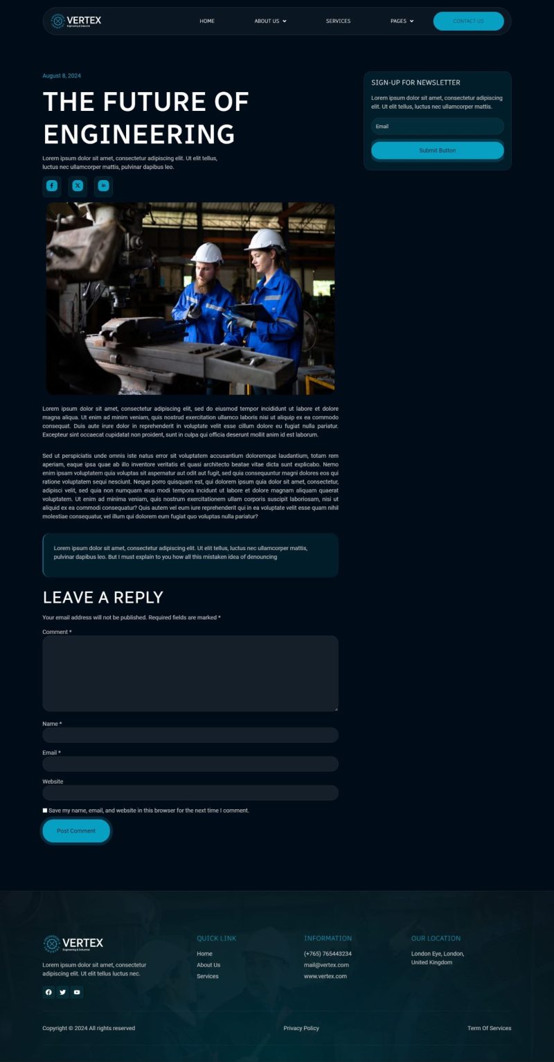 Vertex - Engineering & Industrial Services Elementor Template Kit by Kitpro