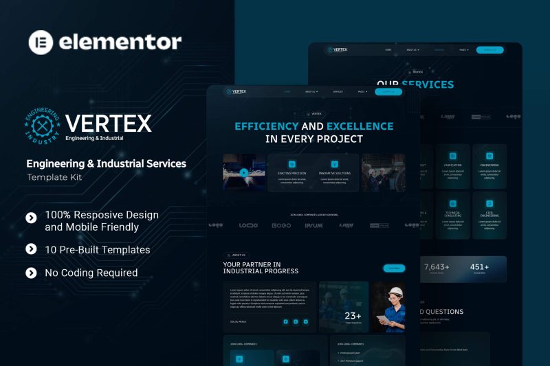 Vertex - Engineering & Industrial Services Elementor Template Kit by Kitpro